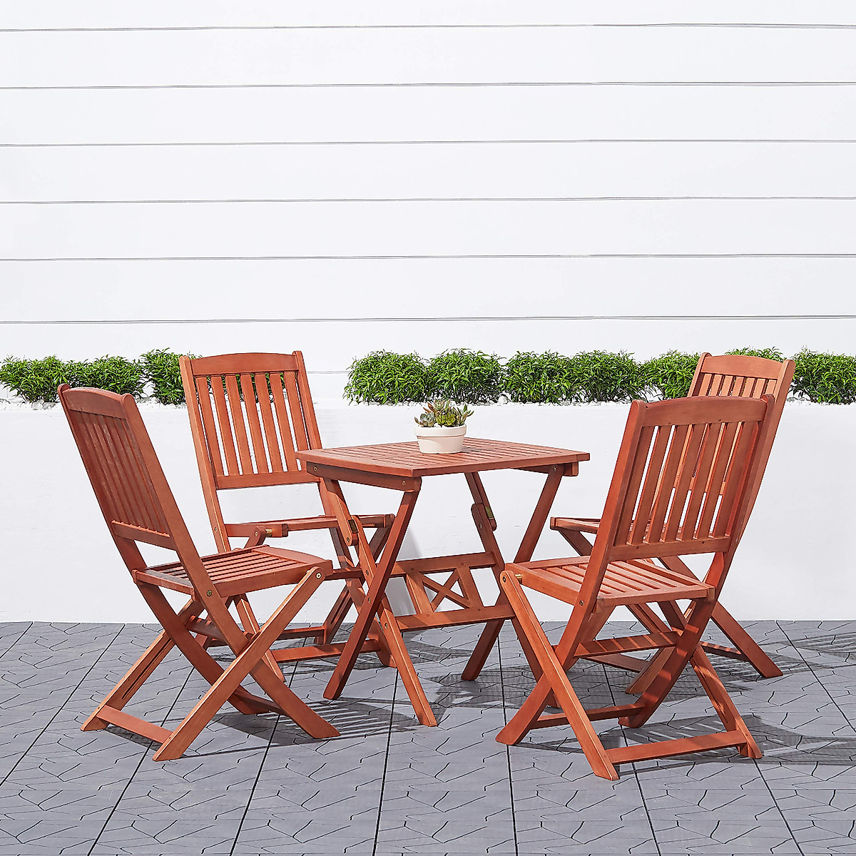 VIFAH V03SET2 Outdoor Wood 5-Piece Dining Set