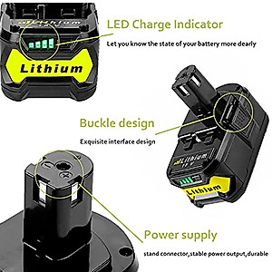 MANUFER 2Pack 6.5Ah 18V P108 Lithium-ion Battery Replacement for Ryobi 18v Lithium-ion Battery P108 P105 P102 P103 P107 P109 P104 Suit Replacement for Ryobi 18-Volt Battery