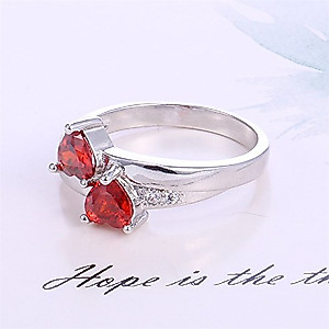 Personalized Mother Daughter Rings with 2 Heart Simulated Birthstones Custom Women Promise Rings for Her (8)