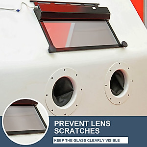 Fabbay 6 Pcs Sandblast Cabinet Inner Lens Protector 22 x 10'' Standard Abrasive Window Blasting Cabinet Lens Cover Adhesive Polyester Clear Visibility Sand Blast Film for Media Blaster Replacement