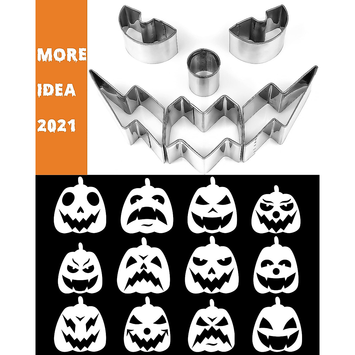 JUSTOTRY Pumpkin Carving Kit with Hammer Safe for kids, Halloween Pumpkin Carving Tools, Durable Stainless Steel Non-knife Pumpkin Carving Stencils, Pumpkin Carving Set for Adults, 16 PCS