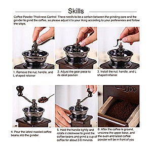 MOUMOUTEN Manual Coffee Grinder, Portable Adjustable Hand Pull Out Coffee Bean Bean Grinder Burr Mill, Retro Style Wooden Desk Decoration