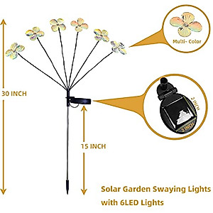 ANYAU Solar Garden Lights,Firefly Lights Solar Outdoor,Solar Outdoor Lights for Yard,Solar Lights Outdoor Waterproof Decorative for Patio Path Lights,Warm White Friefly Flower Lights(2 Pack)