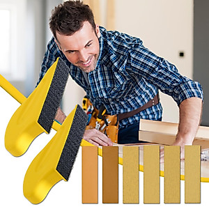 Finger Sander for Crafts, 2 Pack Mini Micro Gator Sander for Crafts with 30 Sheets 3.5 x 1 Inch Sandpaper 80 120 180 240 400 600 Grit Sanding for DIY Wood Finishing Tight Narrow Spaces Polishing