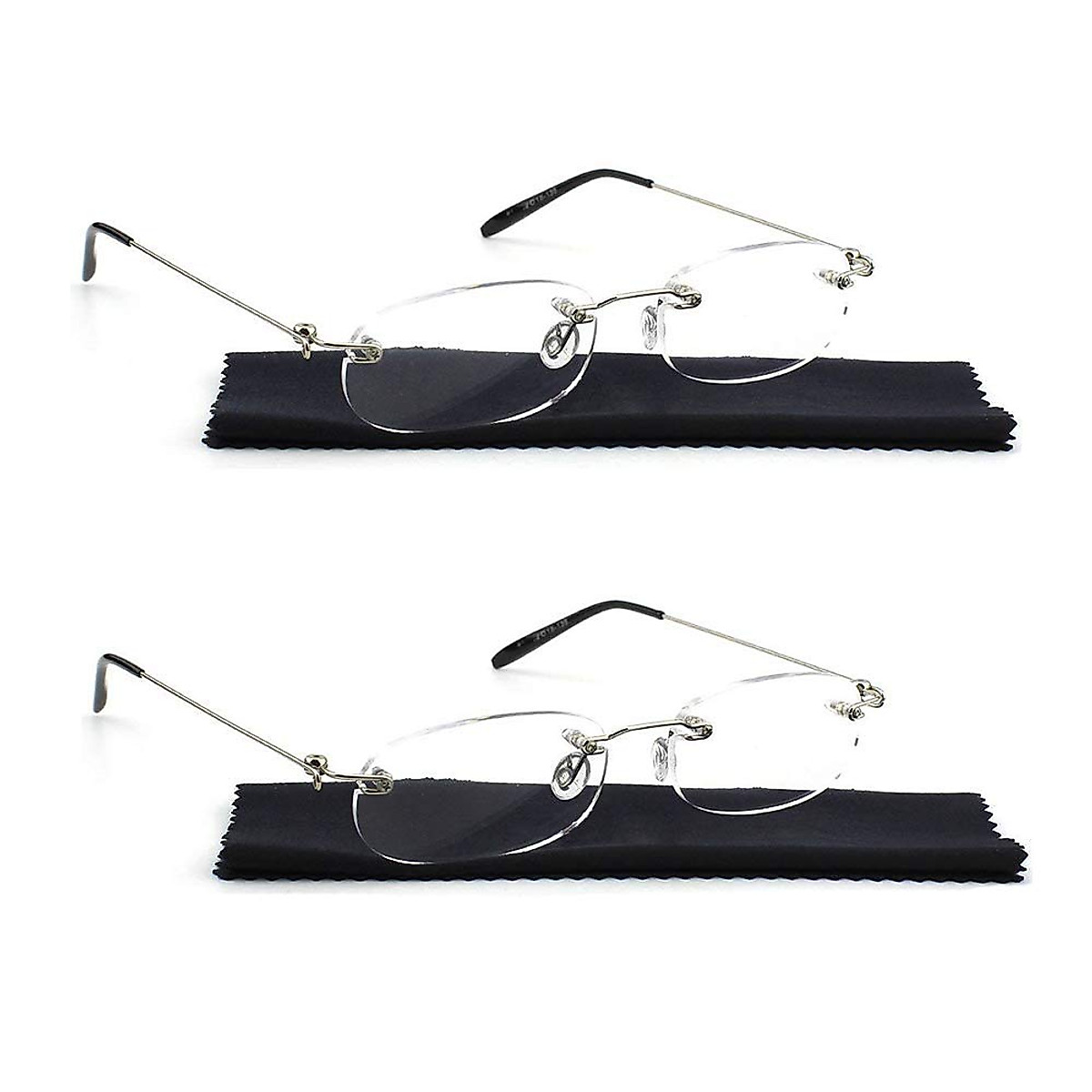 Viseng 2 Pairs Unisex Super Lightweight Rimless Quality Readers Ultra Thin Clear Lenses Frameless Reading Glasses +1.5