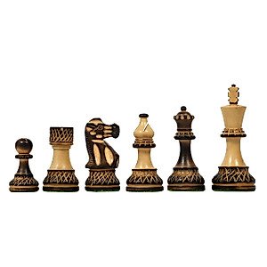 CHESSBAZAAR 3.8" King Burnt Blazed Chess Set for Adults & Kids, Wooden Chess Pieces only in Burnt Boxwood