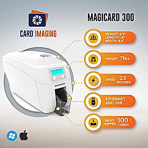 Magicard 300 Dual Sided ID Card Printer & Supplies Bundle Badge Maker Machine (3300-0021)