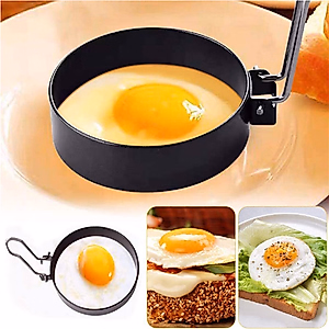 Egg Ring for Frying Eggs, 3" Stainless Steel Egg Cooking Ring with Anti-Scald Handle, Nonstick Round Frying Egg Shaper Mold, Griddle Cooking Shaper for Breakfast Frying Eggs and Egg Mcmuffins