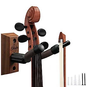 Violin Wall Mount Hanger, Ohuhu Hardwood Violin Hanger with Bow Holder for Home & Studio