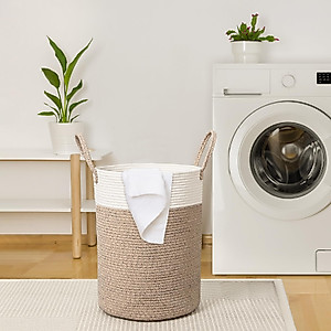 Woven Laundry Basket Laundry Hamper for Bedroom, Dirty Clothes Hamper Tall Basket, Boho Laundry Basket Nursery Hamper, 58l Large Laundry Hamper Dirty Clothes Basket Clothes Hampers for Laundry Blanket