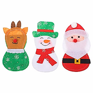 Hemoton Santa Ornament 3pcs Christmas Cutlery Bags Holder Christmas Silverware Holder Pockets Santa Snowman Reindeer Forks Bags Cutlery Holders Pockets Christmas Table Decorations Desktop Decor