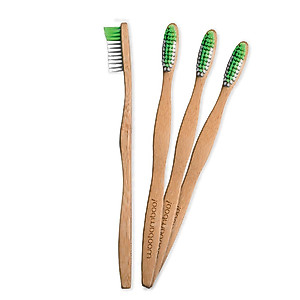 Woobamboo! Bamboo Toothbrush - Adult - Medium BPA-Free Nylon Bristles - Eco-Friendly, Biodegradable, Compostable, Vegan (Pack of 4)