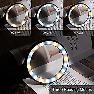 Magnifying Glass with Light, MOJINO 10X Lighted Large Handheld Reading Magnifier Glasses with 18 LED Lights for Macular Degeneration, Seniors & Kids Reading, Inspection, Coins, Jewelry, Exploring