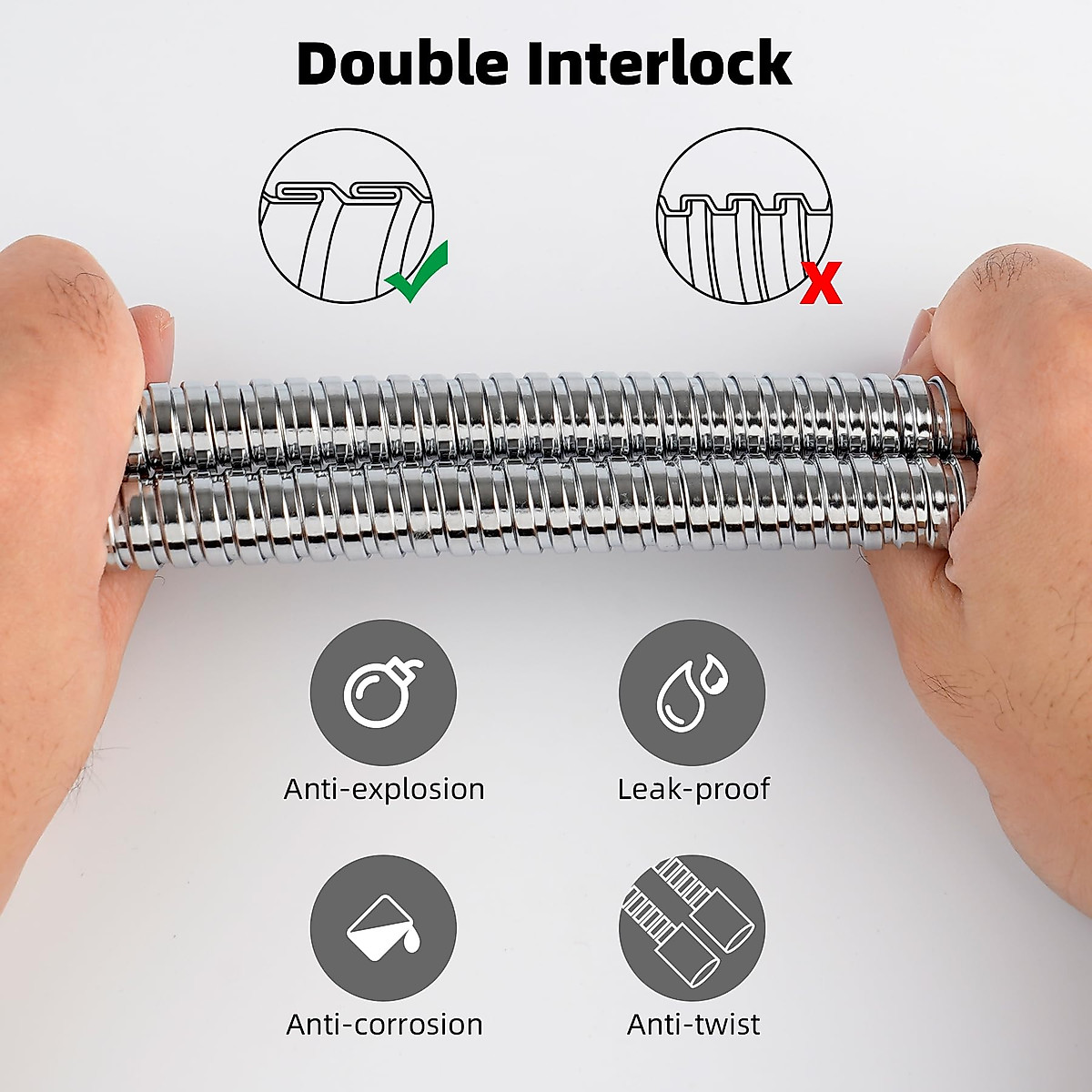 Hibbent All Metal Extra Long Shower Hose 119 inch(9.8 foot) Bathroom Handheld Shower Head Hose 3 meters Extension Replacement Part with Brass Fittings Made of Stainless Steel -Polished Chrome Finish