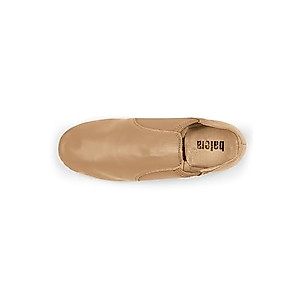 Balera Jazz Shoe Leather Slip On for Dance with Synthetic Rubber Split Sole Caramel