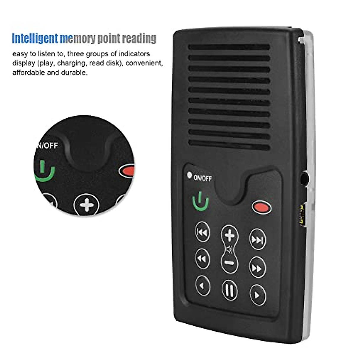 Audio Bible Player, 350mAh Mini Portable Solar Charging Bible Reader Book Reader English(Black)