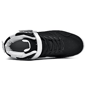 KUXIE Shoes Men's High Top Fashion Sneakers Outdoor Casual Sports Shoes Training Leather Shoes Mens Flats (M729-black, 9, Numeric_9)