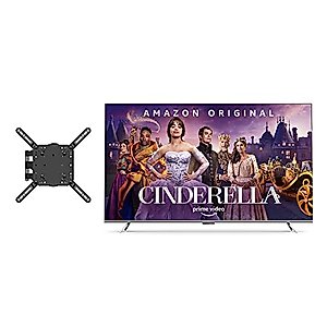 Amazon Fire TV 75" Omni Series 4K UHD smart TV bundle with Full Motion Wall Mount and Red Remote Cover