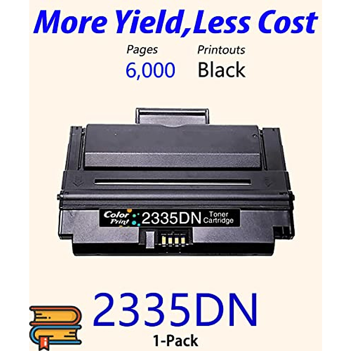 (1-Pack, Black, High Yield) ColorPrint Compatible 2335DN Toner Cartridge Replacement for Dell 2335 2355DN 2355 6,000 Pages Work with CR963 HX756 NX993 NX994 R189G 330-2209 Printer
