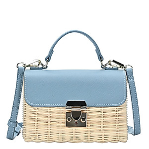 Madison West - The Madeline Crossbody Sunbleached Straw Bag Top Handle Satchel Bag for Women - Bone