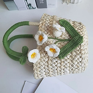 JKUYWX Summer Small Handmade Woven Bag Idyllic Outing Camping Beach Beach Bag