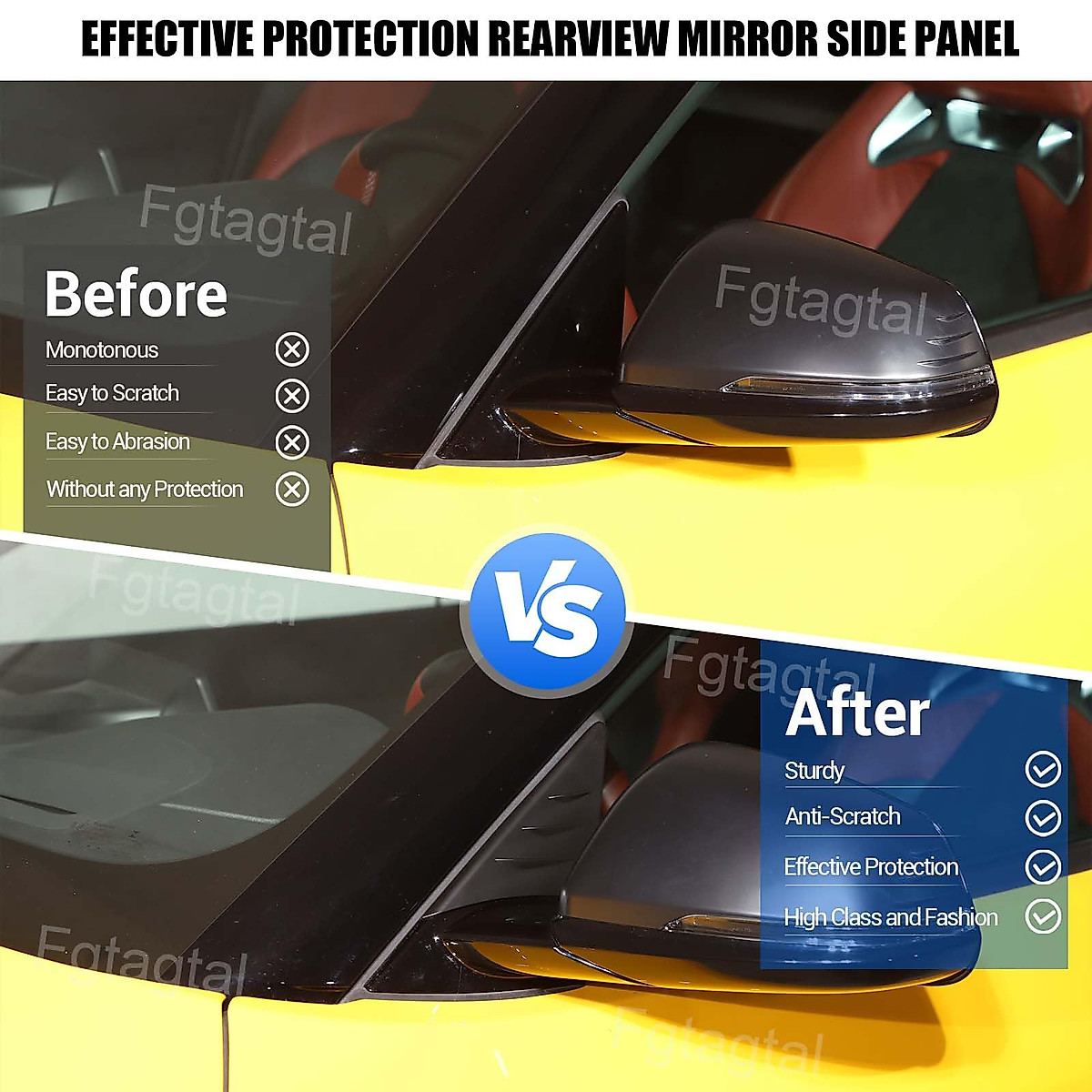 Fit for Toyota Supra GR A90 A91 MK5 2019-2024 ABS Rearview Mirror Side Spoiler Trim Cover Stickers, Channel The Car Air, Reduce The Wind Noise Inside The Car, 2PCS (Matte Black)