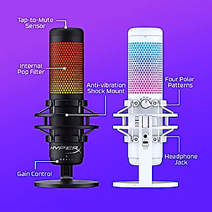 HyperX QuadCast S RGB USB Condenser Microphone with Shock Mount for Gaming, Streaming, Podcasts