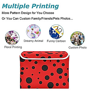 CaTaKu Ladybird Black Spots Storage Bins with Lids and Handles, Fabric Large Storage Container Cube Basket with Lid Decorative Storage Boxes for Organizing Clothes
