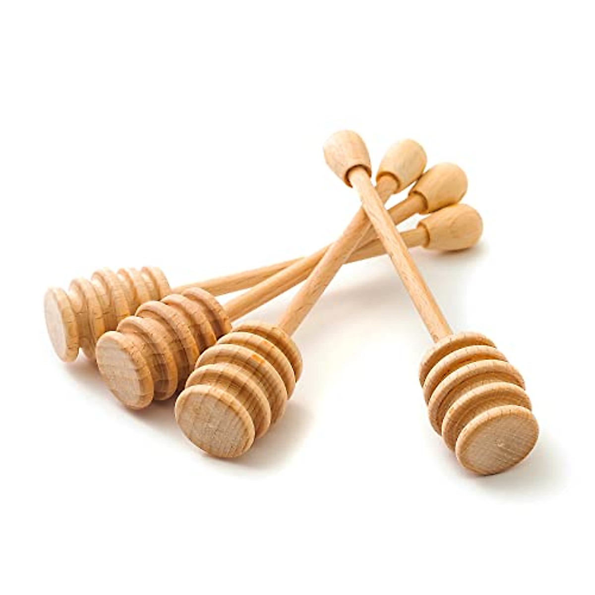 tuuli kitchen – Wooden Honey Dipper, Set of 4 Beechwood Stir Sticks for Syrups, Melted Chocolate and More, Honey Stirrers for Tea, Wooden Sticks for Crafts and Props, 6 inches