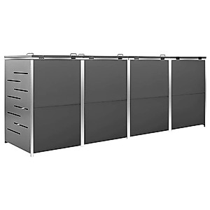vidaXL Quadruple Wheelie Bin Shed 108.9"x30.5"x45.5" Stainless Steel
