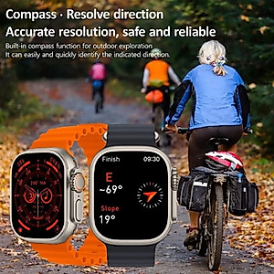 New HK8 Pro Max Smart Watch Ultra Series 8 AMOLED Screen 49mm 2.12 inch Compass NFC High Refresh Rate Smartwatch Men Sport Watch (Orange)