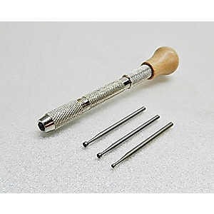 Wire Rounder Pin Vise Swivel Wooden Head Vise with Set of 3 Bur Size 1.2, 1.5, 1.8mm