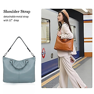 Kattee Women's Soft Leather Tote Bag, Top Satchel Purses and Handbags (Blue)