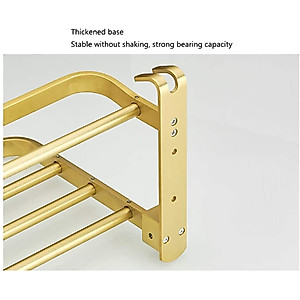 INKTUS Towel Rack Towel Bar Space Aluminum Towel Rack 2 Tiers Foldable Bathroom Towel Holder Wall Towel Bar Home Hotel Storage Shelf Punch-Free Towel Shelf Towel Stand