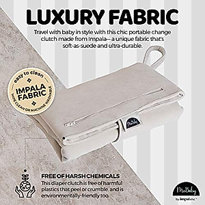 MoBaby Portable Changing Pad, Luxurious Soft-as-Suede Change Clutch, Oeko-TEX Certified, Machine Washable, Chic & Cushioned for Baby, Infant, & Newborn, Light Gray Color