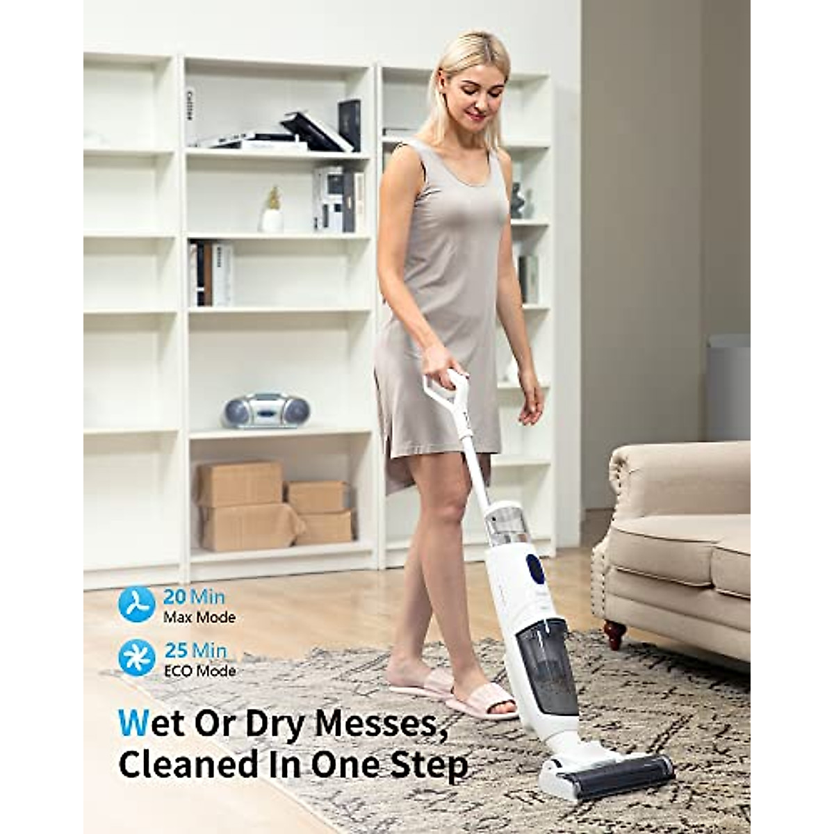 Ecowell WCVP02 Shop Wet Dry Vacuum Cleaner and Mop, 8.6 Pounds, White