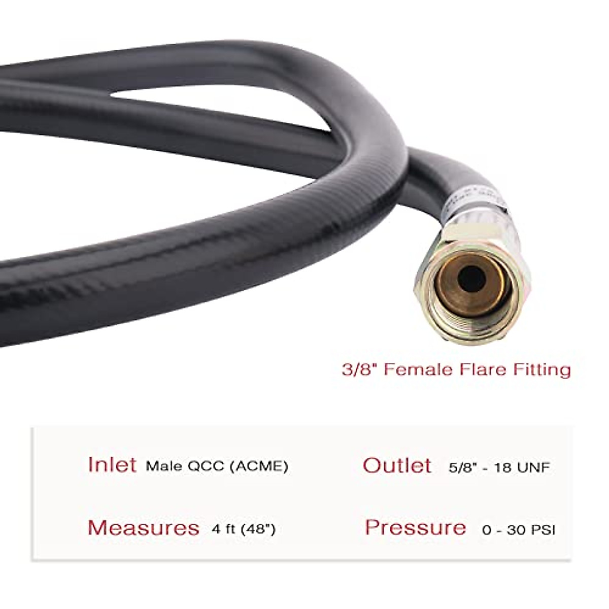 YOHIB 4FT Adjustable Propane Regulator with Hose High Pressure, 0-30PSI Gauges LP Gas Grill Adjustable Regulator Hose Fit for QCC1 Tank, BBQ Grill, Burners, Fryers, Heaters, Cooker