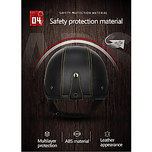 Motorcycle Half Helmet for Men Women, DOT Approved Retro Open Face Cruiser Ultralight Skull Cap Helmets, Chopper Scooter Cycling Street Bike City Riding Helmet with Visor Quick Release Buckle -C-L