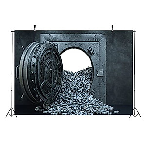 CORFOTO 9x6ft Bank Vault Door Backdrop Money US Dollar Cash in Bank Background for Kids Adults Family Portrait Party Photography Background Photo Booth Photo Studio Props Fabric