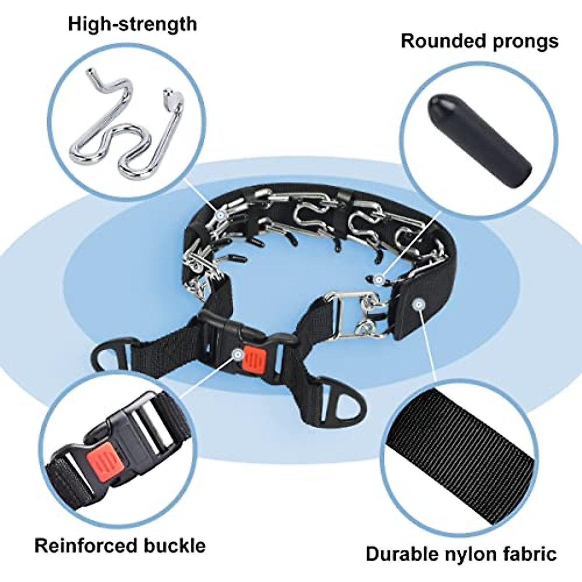 CBBPET Dog Prong Collar, Adjustable Dog Training Collar with Quick Release Buckle for Small Medium Large Dogs