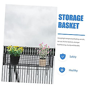 Cabilock 1 Set Bathroom Storage Rack Wire Shelves Wall Mounted Wire Storage Rack Hanging Storage Shelves Flowerpot Shelf Grid Storage Baskets Food Display Rack Hole-Free Storage Rack Black