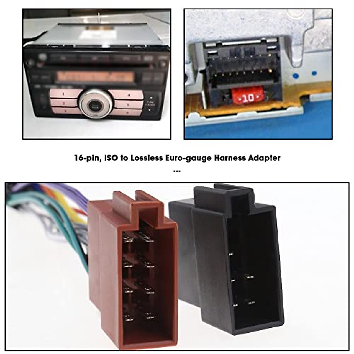 Car Stereo Radio Wiring Harness Connector Adaptor 16 Pin Port to Mini ISO 8 Pin Plug Wiring Cable Compatible with Kenwood KDC3080 4040 4050 4060 4070