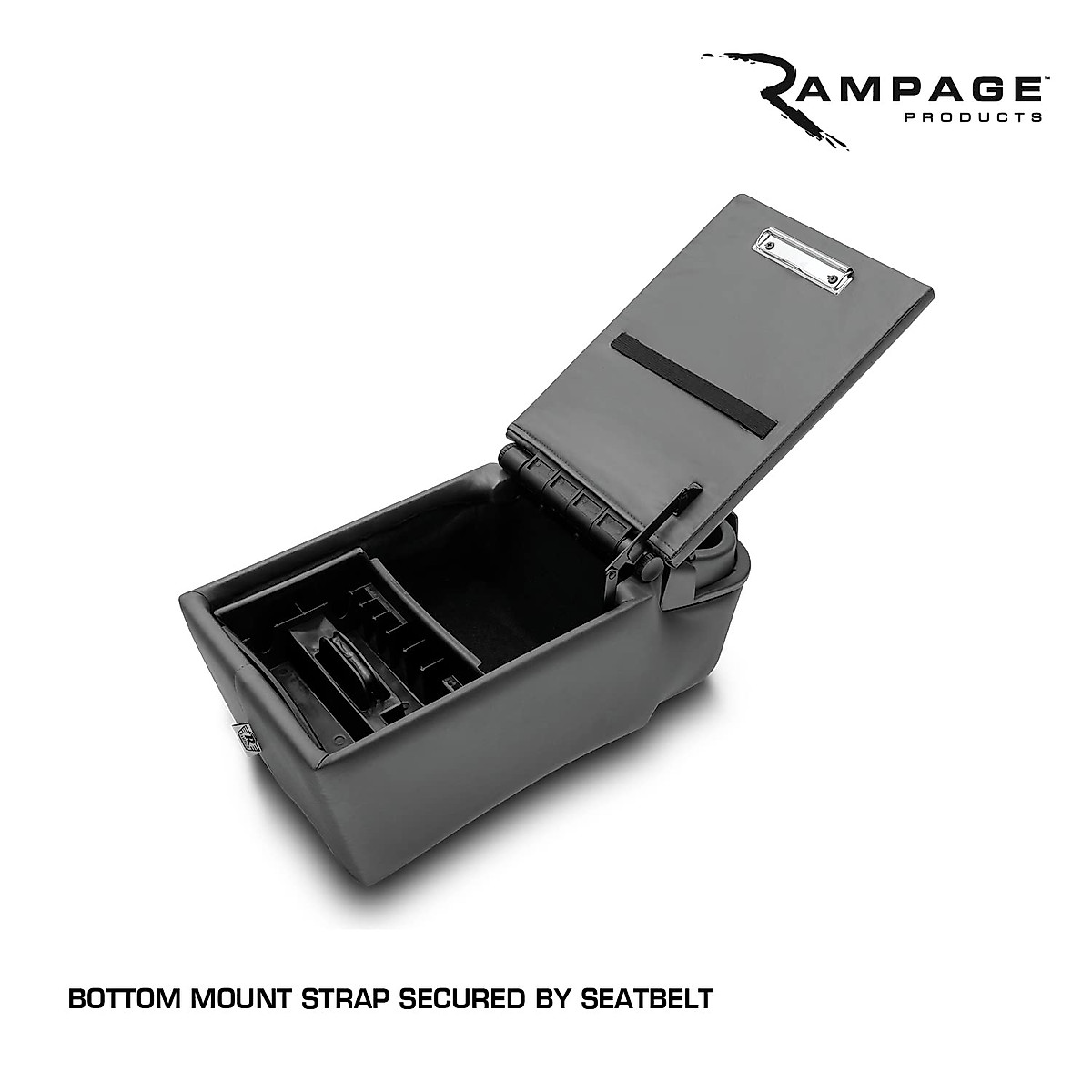Rampage Universal Truck Bench Seat Contractor Console with Oversized Adjustable Cup Holders | Charcoal Color | 39423