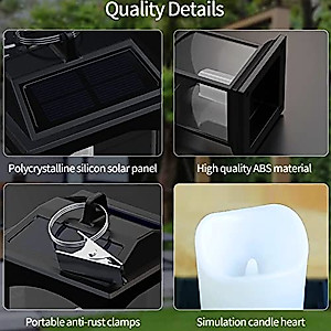 Hanging Solar Lantern Outdoor - 6 Pack Waterproof Solar Powered Lanterns Candles Lights Christmas Flickering Decoration for Patio Backyard Garden (Warm Light)