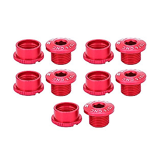 Crank Bolts Aluminum Alloy Crankset Single Chainring Bolts and Nuts for Outdoor Mountain Road (Red)