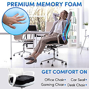 Stuffed Seat Cushion for Office Chair, Large Memory Foam Seat Cushion for Long Sitting, Butt Pillow for Lower Back, Coccyx, Tailbone Pain Relief