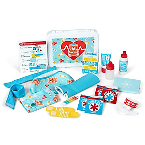 Melissa & Doug Get Well First Aid Kit Play Set – 25 Toy Pieces - Pretend Play Reusable Bandages