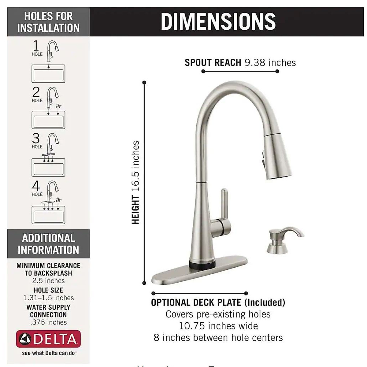 Delta 19826TZ-SPSD-DST Greydon Touch2O Single Handle Pull Down Sprayer Kitchen Faucet with ShieldSpray Technology in SpotShield Stainless Steel (Soap Dispenser and Deck Plate Included)