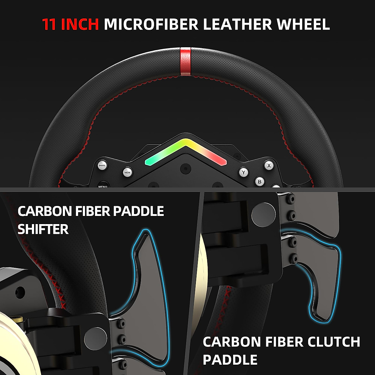 PXN V12 Lite Direct Drive Racing Wheel and Pedal, 4-Metal Paddle Shifter, Quick Release, Driving Force Leather Steering Wheel Compatible with PC, PS4, Xbox one, Xbox series s/x