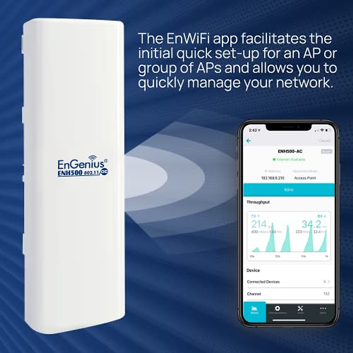 EnGenius Outdoor 5GHz 867mbps WiFi 5 CPE/Client Bridge, 27dBm Transmit Power, 16 dBi High-Gain Antenna Extend Network up to 5 Miles, PTP/PTMP, IP55 housing, TAA& NDAA Compliant, 2-Pack [ENH500v3 KIT]